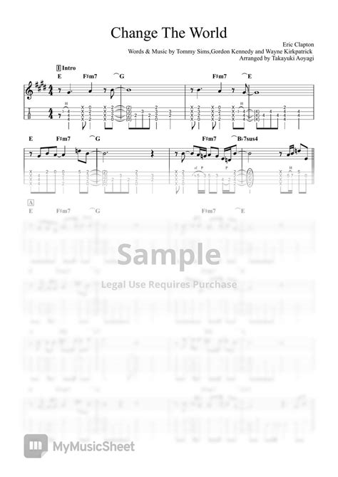 Eric Clapton Change The World Tab 1staff By Takayuki Aoyagi