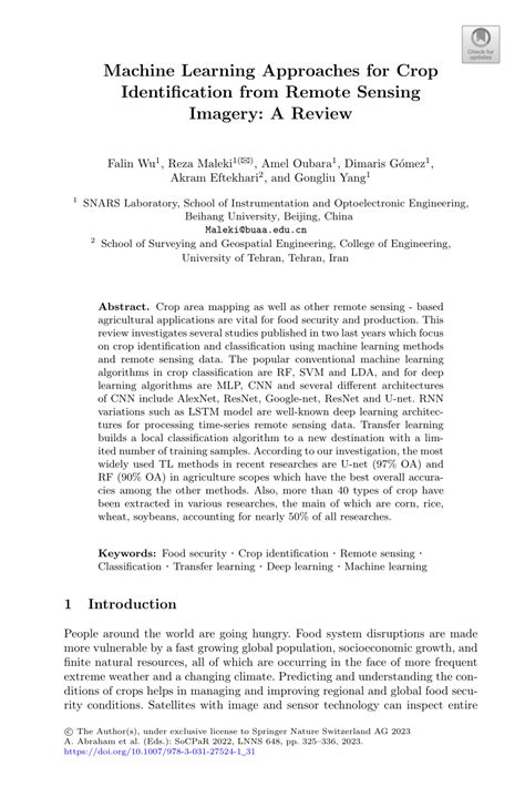 Pdf Machine Learning Approaches For Crop Identification From Remote