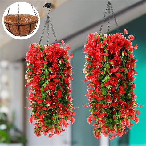Amazon Hotop 2 Set Artificial Hanging Flower Basket And 6 Pcs
