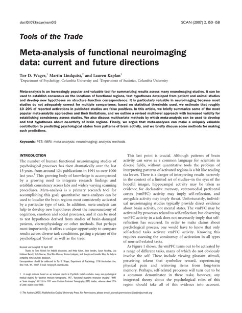 pdf meta analysis of functional neuroimaging data current and future directions