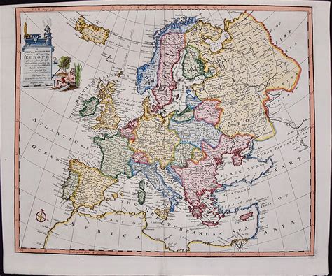 Emanuel Bowen Europe An Original 18th Century Hand Colored Map By E