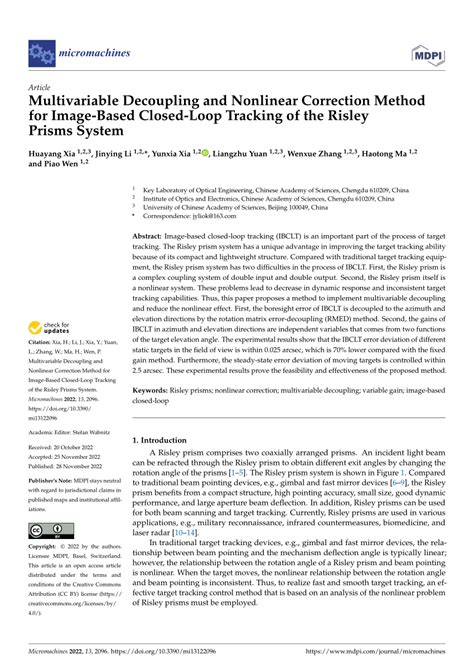 pdf multivariable decoupling and nonlinear correction method for image based closed loop