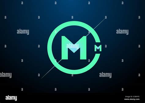 Black Blue Green M Alphabet Letter Logo Icon Design With Circle For