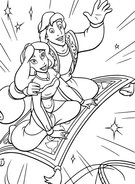 Coloriage Jasmine et Aladdin gratuit à imprimer