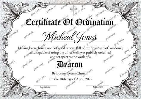 Deacon Ordination Certificate Template Printable Certificate Of