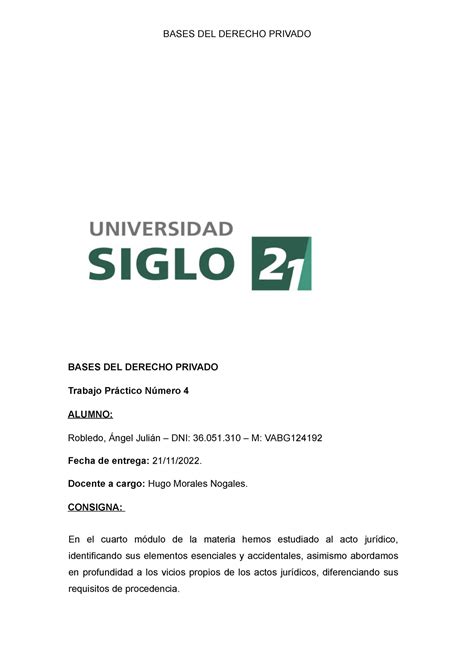 Tp Bases De Derecho Privado Bases Del Derecho Privado Trabajo