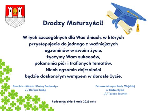 UMiG Bodzentyn Życzenia dla Maturzystów