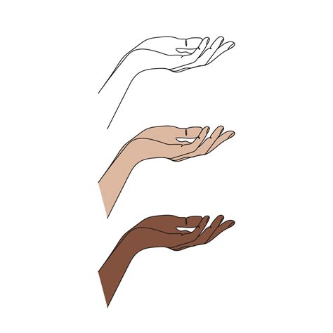 Outstretched Hand Palm Up One Line Art Hand Gesture Pose And