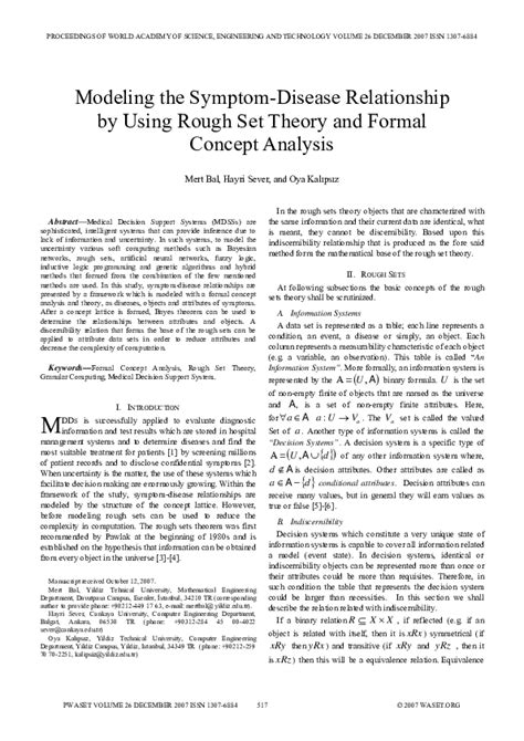 pdf modeling the symptom disease relationship by using rough set theory and formal concept