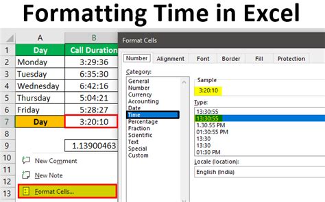 how to apply time formatting in excel step by step example