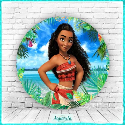 Painel Moana Tropical Cm Diametro Aquarela