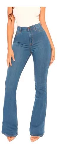 Calça Jeans Feminina Flare Lycra Cintura Alta Levanta Bumbum MercadoLivre