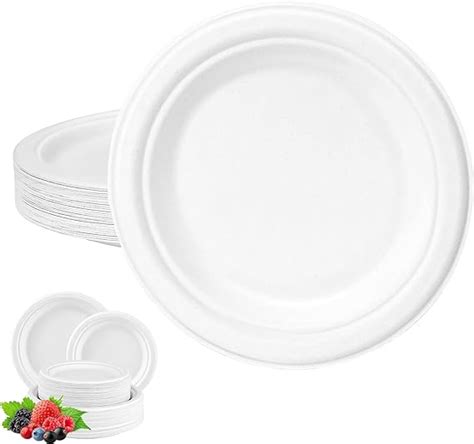 Disposable Paper Plates White 6inch 15cm Super Rigid Bagasse Plates Eco