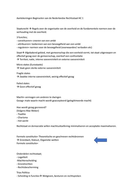 Aantekeningen Beginselen Van De Nederlandse Rechtsstaat HC 1 3