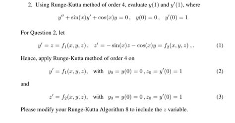 solved 2 using runge kutta method of order 4 evaluate y 1