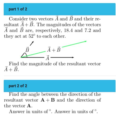 Solved Consider Two Vectors A And B And Their Resultant A Chegg