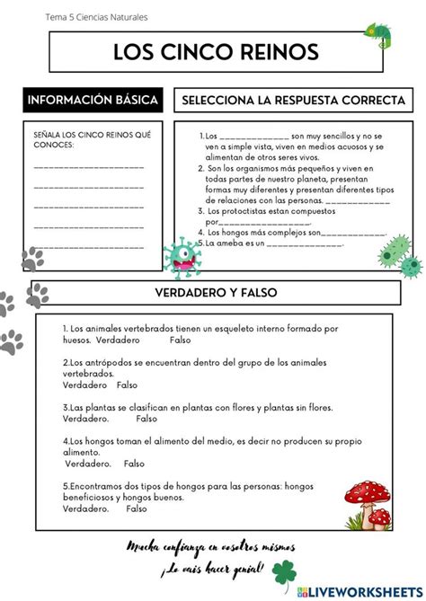 Los Cinco Reinos Online Pdf Activity Ciencias De La Naturaleza