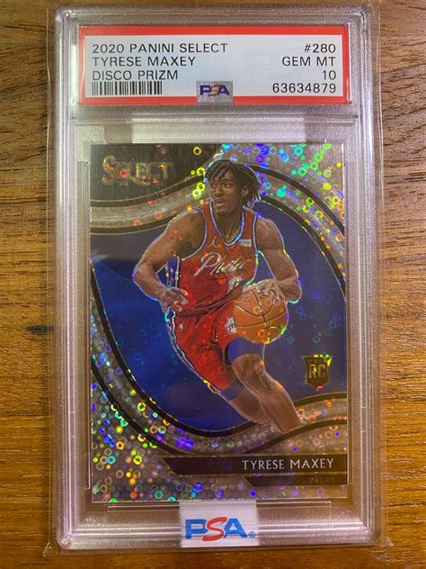 2020 21 Panini Select Tyrese Maxey Disco Prizm Courtside Rookie RC PSA