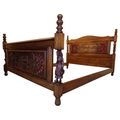 Antique Carved Tiger Oak Full Size Bed Circa 1900 At 1stDibs