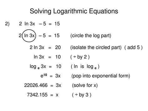 solving logarithmic equations ppt download