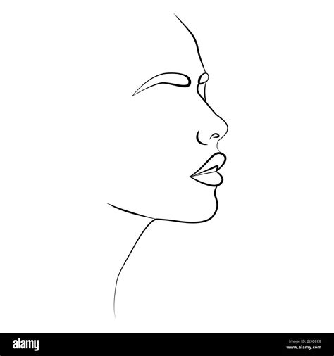 Portrait Of A Woman Modern Minimalist Female Vector Linear Drawing