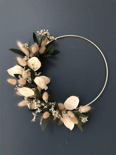Couronne de fleurs séchées sur cercle métal or Etsy Dried Flower
