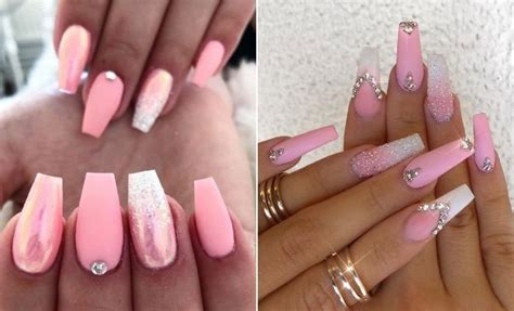 New Hot Pink And Glitter Ombre Nails Extra Long Coffin X Press On