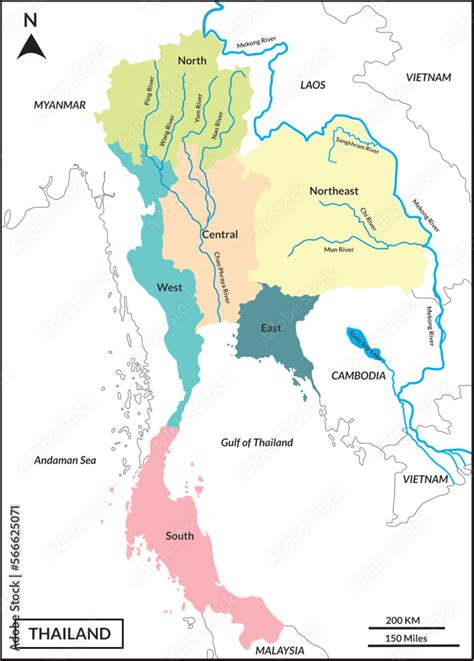 Thailand Physical Map