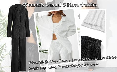 Yassiglia Damen Plissee Zweiteiler Outfit Elegant 2 Teiler Hosenanzug