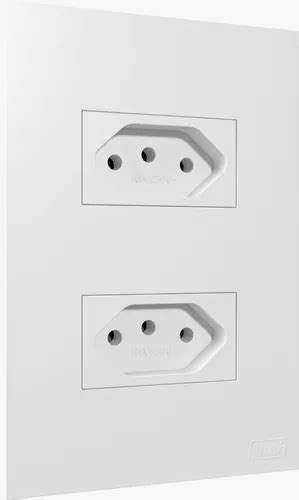 Tomada Dupla 10a Recta Satin Branco Fosco B Lux Parcelamento Sem Juros