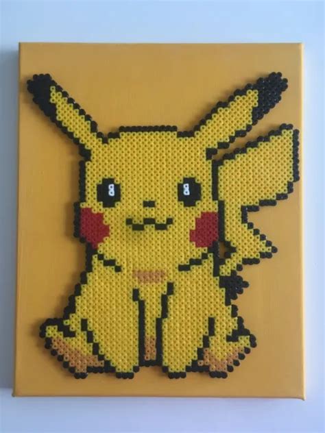 PIXEL ART Perles A Repasser Pokemon Tableau De Pikachu Joyeux EUR 15