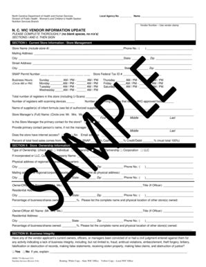 Fillable Online N C WIC VENDOR INFORMATION UPDATE Fax Email Print