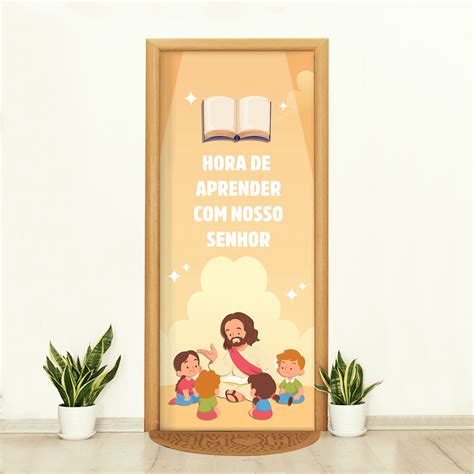 Capa Decorativa de Porta Escola Bíblica Dominical Tecido Sublimado 0