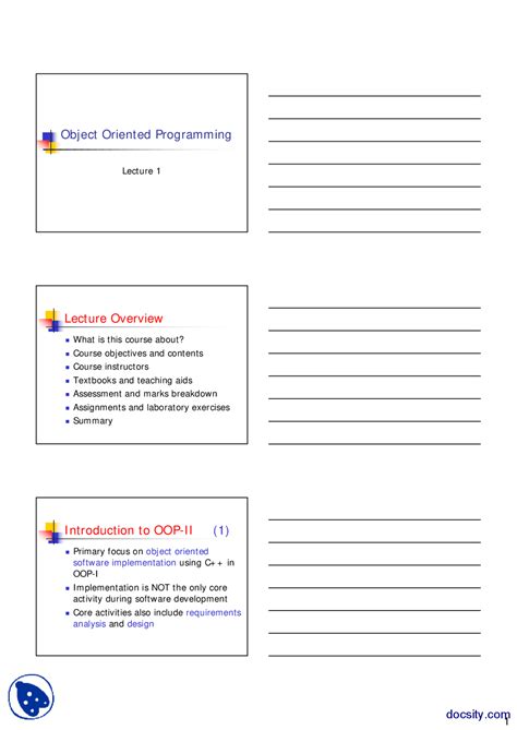 course introduction skills in object oriented programming lecture slides docsity