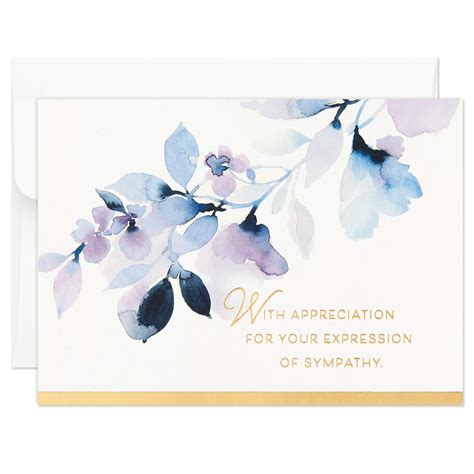 Hallmark Funeral Thank You Cards Assortment Watercolor Flowers