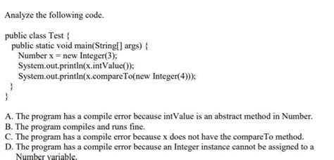 solved analyze the following code public class test public