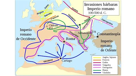 Europa medieval mapas Invasiones pueblos bárbaros Imperio Romano