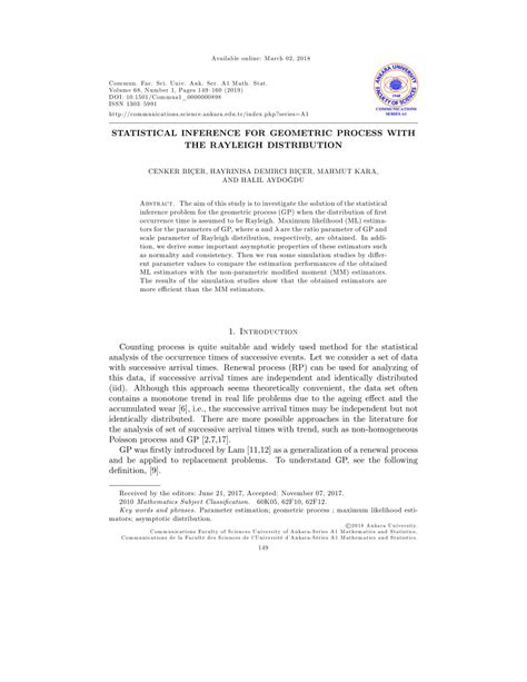 pdf statistical inference for geometric process with the rayleigh distribution