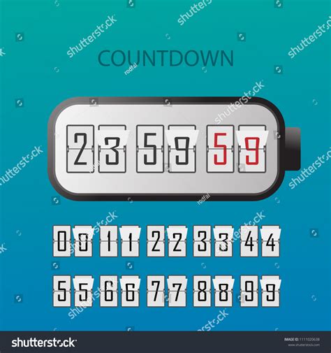 Countdown Timer Clock Counter Mechanical Scoreboard Stock Vector