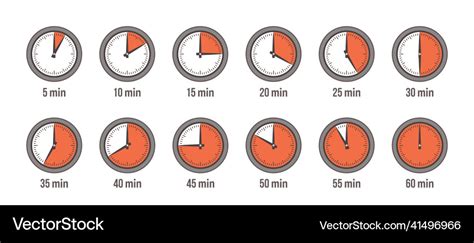Timer Uhr Stoppuhr Icon Set Etikettenvorbereitung Vektorbild
