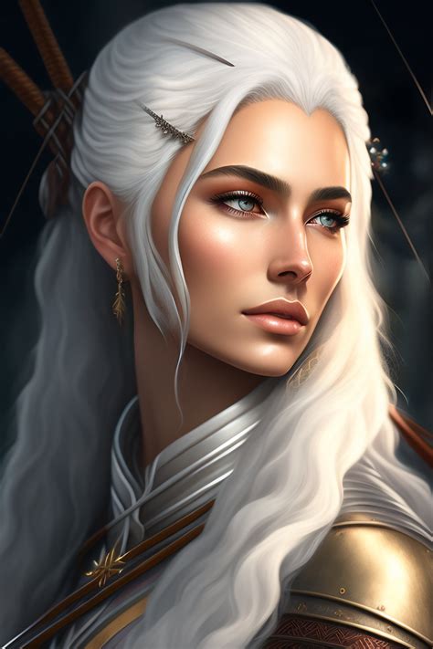 Lexica Woman White Hair Medieval Archerart 4k Anime Realism Portrait Dark Skin