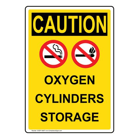 Vertical Oxygen Cylinders Sign Osha Caution
