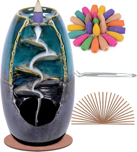 Spacekeeper Ceramic Backflow Incense Holder And Burner Waterfall With