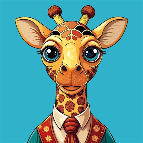 Una Jirafa Con Una Corbata Que Dice Jirafa Vector Premium