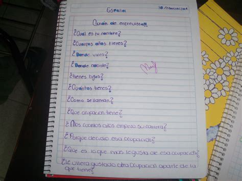Día 1 guión de preguntas elaborado por los alumnos para realizar su