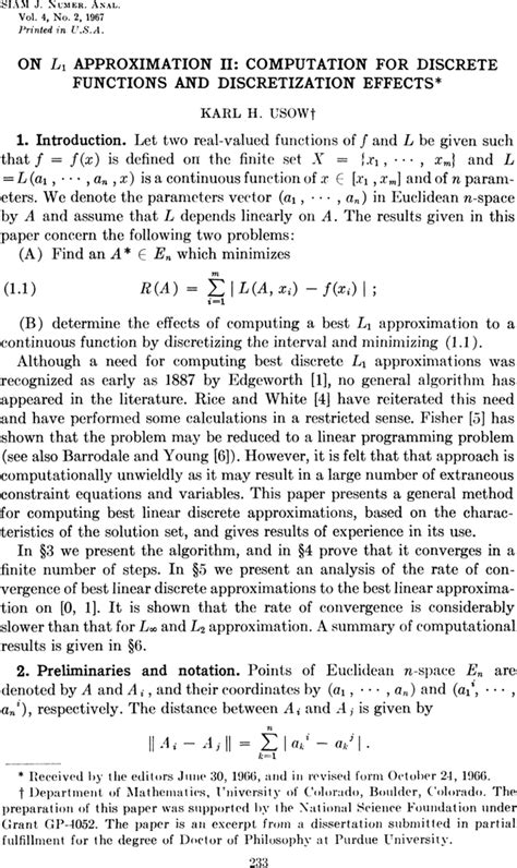 on l 1 approximation ii computation for discrete functions and discretization effects siam