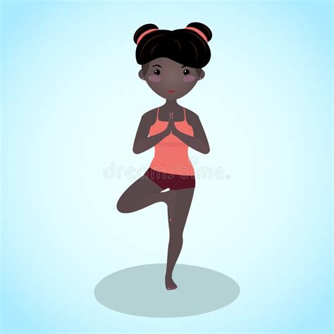 Muchacha Linda Que Hace Yoga Personaje De Dibujos Animados Vriksasana