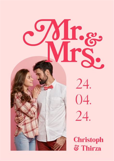 Trouwkaart Mr Mrs Typografisch Retro Hip Kaartje2go