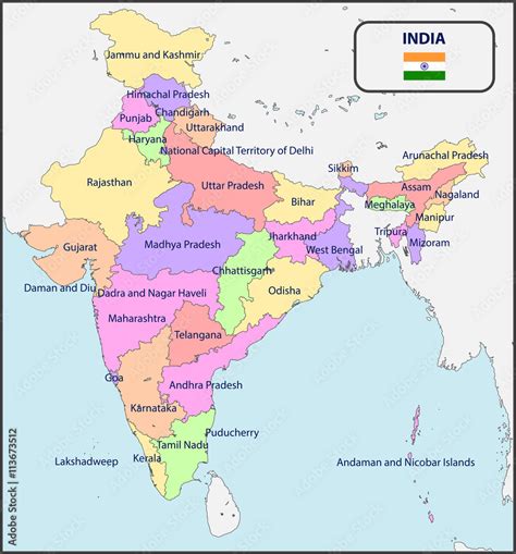 India Political Map Hd