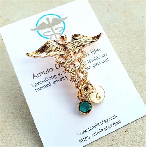 Gold Tone Caduceus Pin Gold Nursing Pin Pin For Medical Graduation